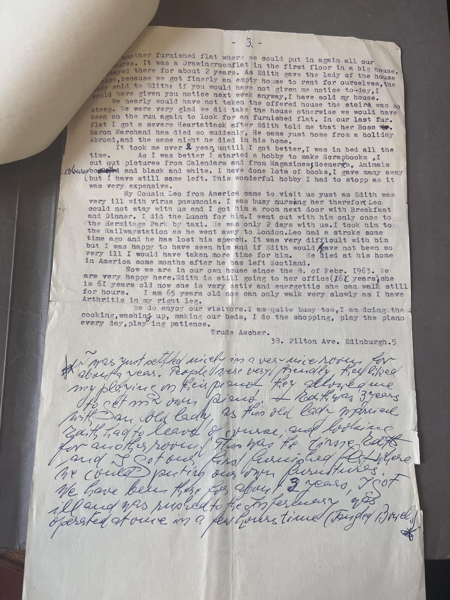 Gertrude Ascher typescript of her life story written on 5 January 1946 ...